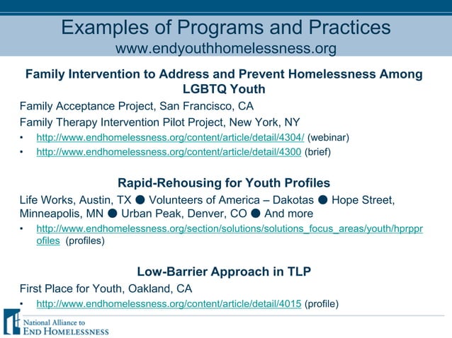 Interventions for homeless youth | PPTX | Government Support and ...