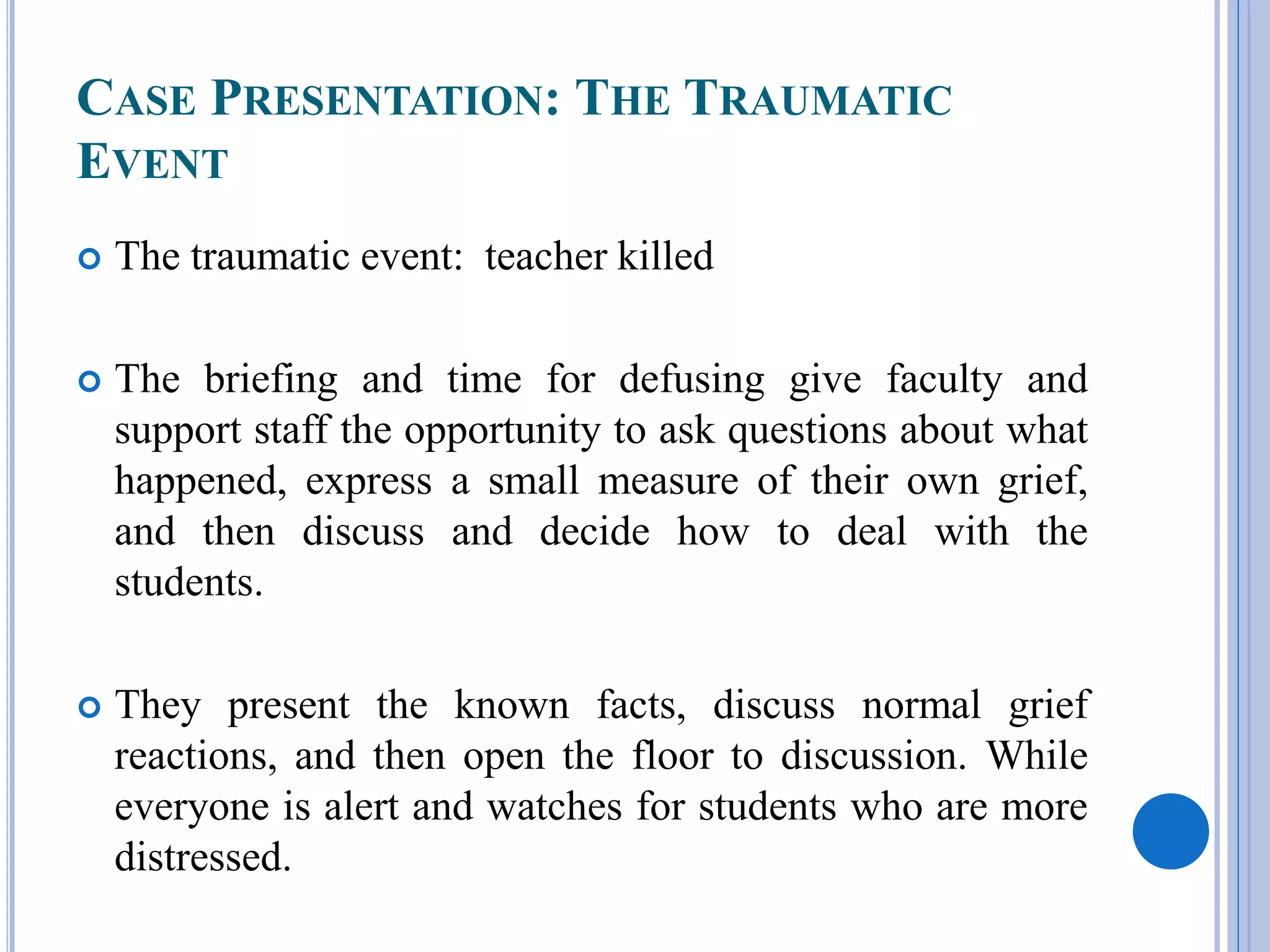 Intervention with child victims of trauma | PPTX | First Aid | Injuries