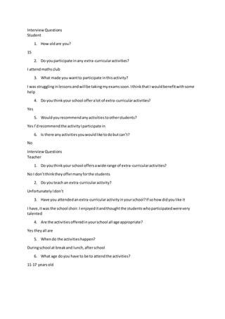 Interview Student and Teacher - VEL | DOCX