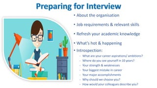 Preparing for an Interview | PPTX | Resume Writing and Advice | Job Search