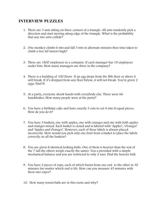 Interview Puzzles | PDF