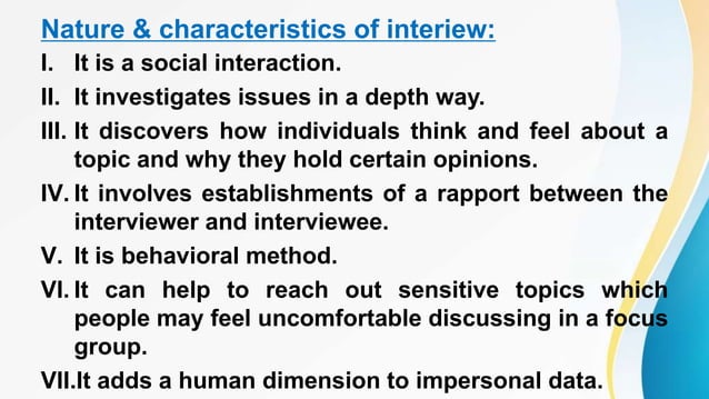 Interview, nature, types, merits & demerits | PPTX