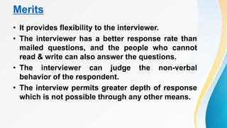 Interview, nature, types, merits & demerits | PPTX