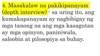 ibat- ibang uri at paraan ng pakikipanayam | PPTX
