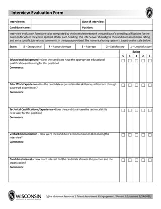 Candidate Evaluation Form