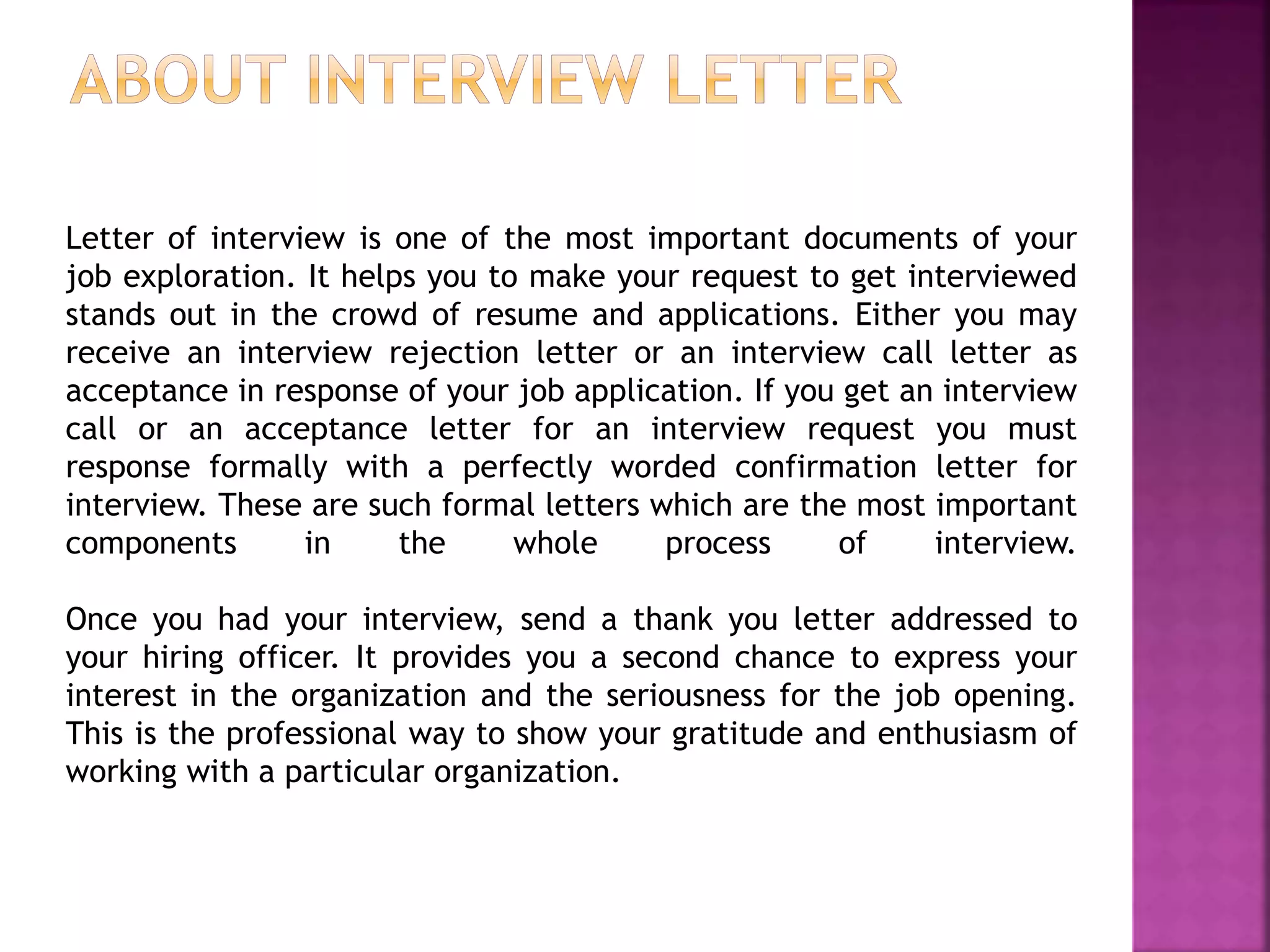 Job Interview Letter Writing Tips | PPTX