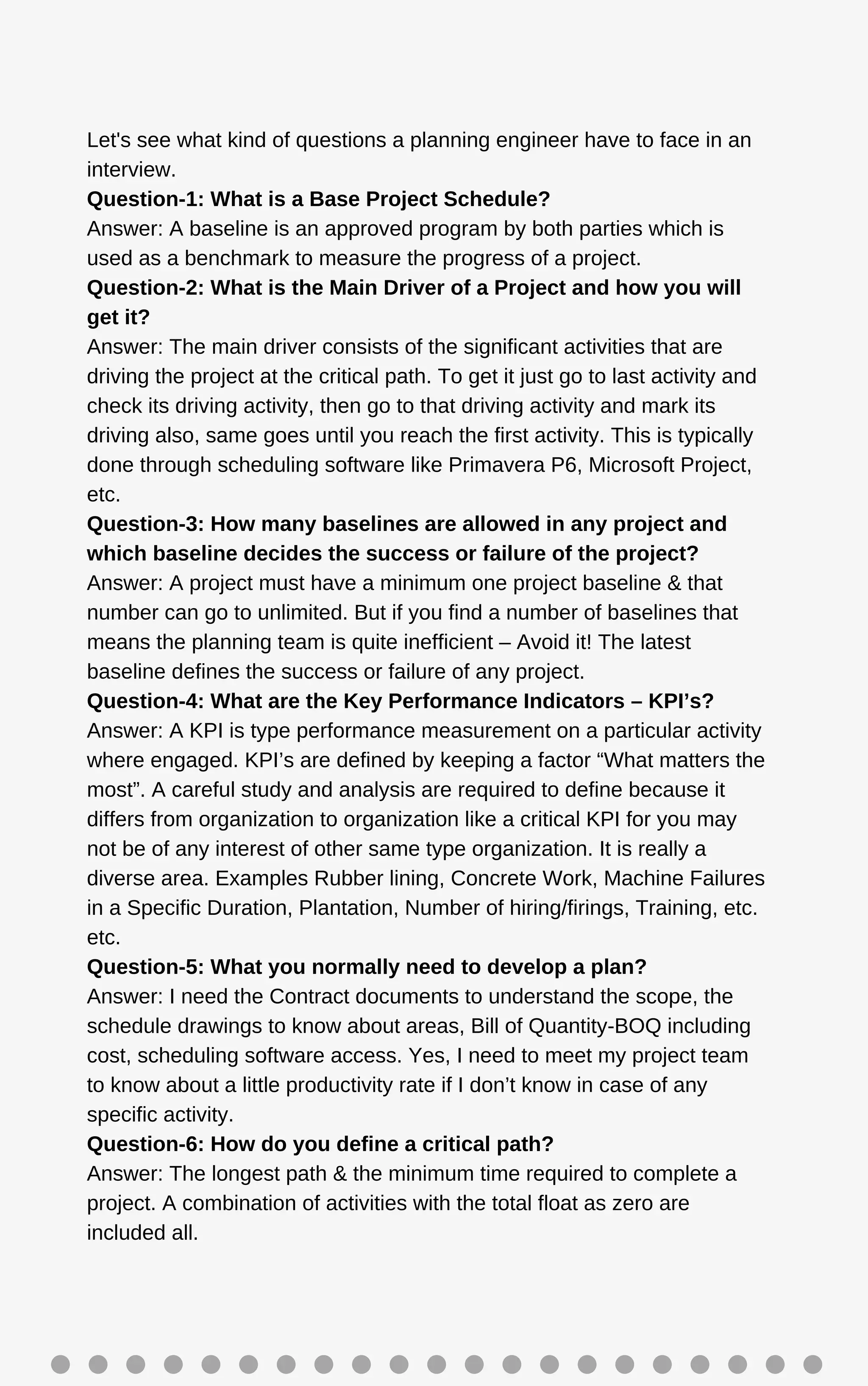 Interview questions-for-planning-engineers | PDF