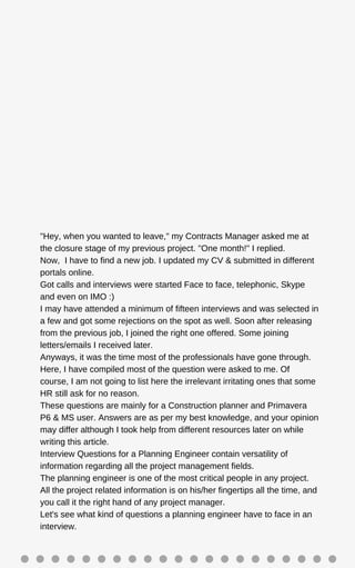 Interview questions-for-planning-engineers | PDF