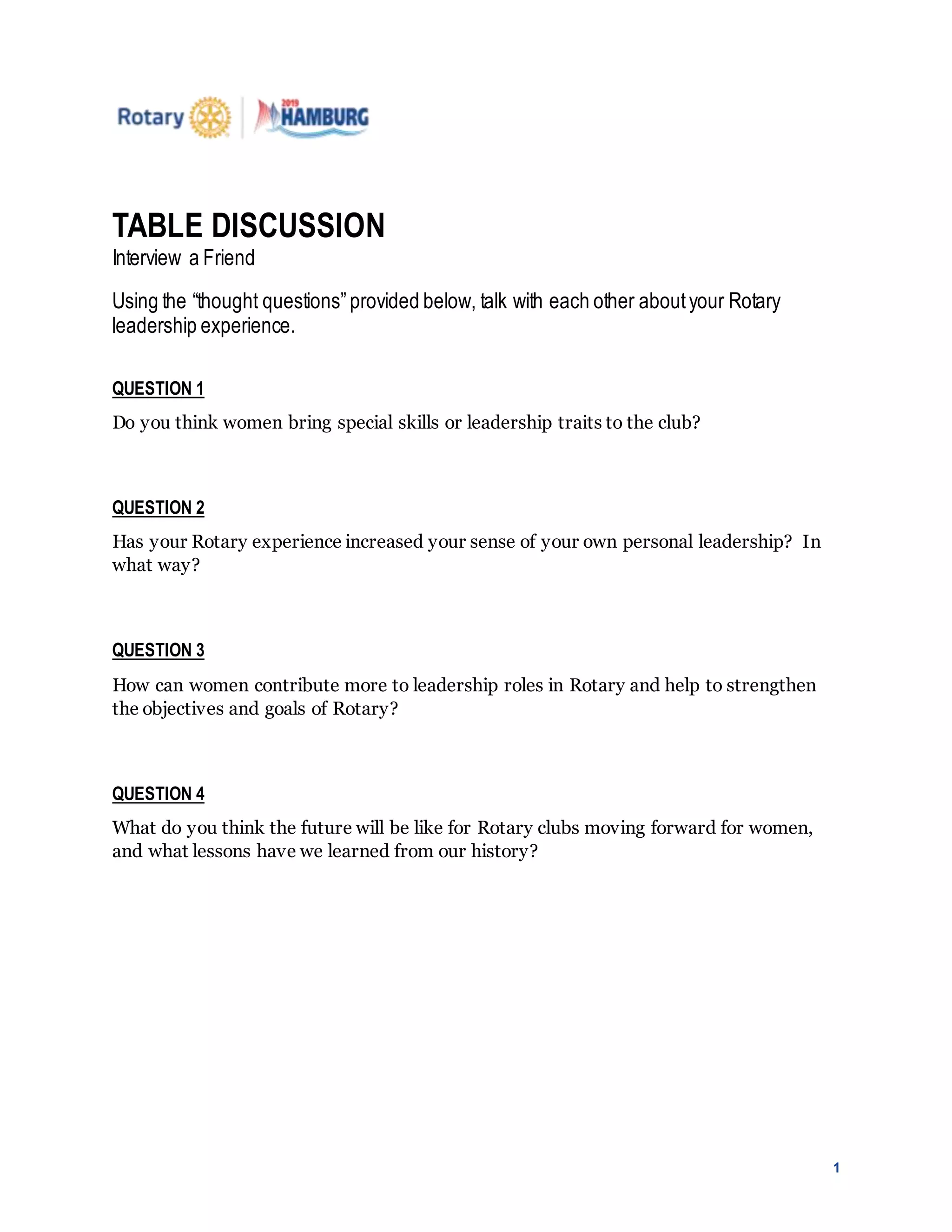 Women's Leadership Skills: Strengthening our Rotary Legacy | DOCX