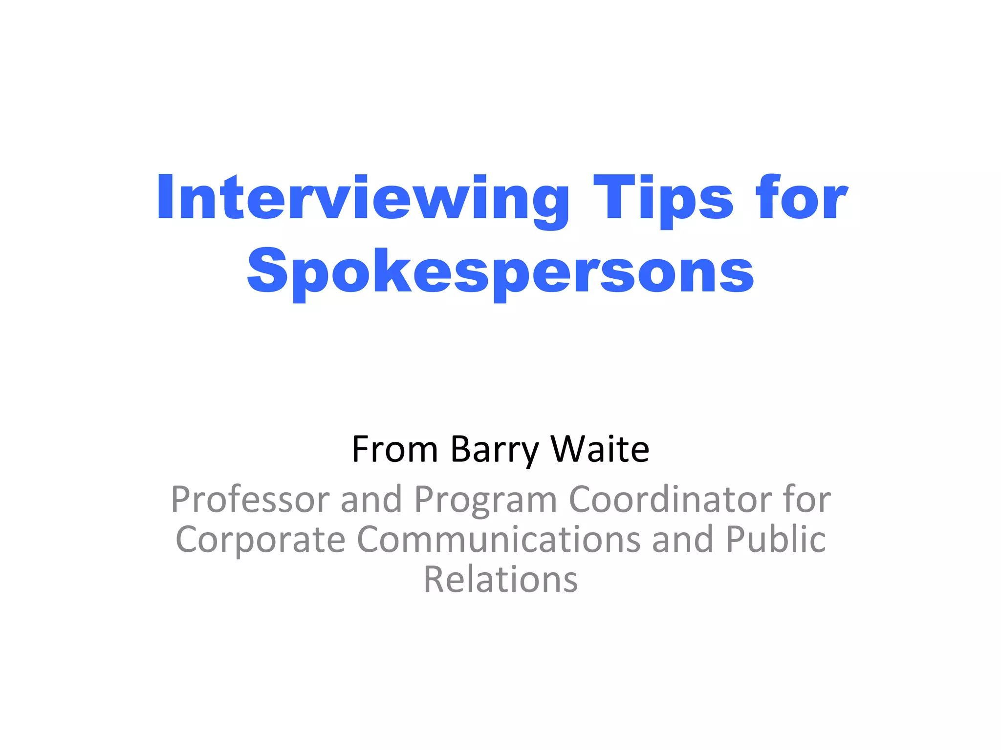 Interview Tips for PR People | PPT