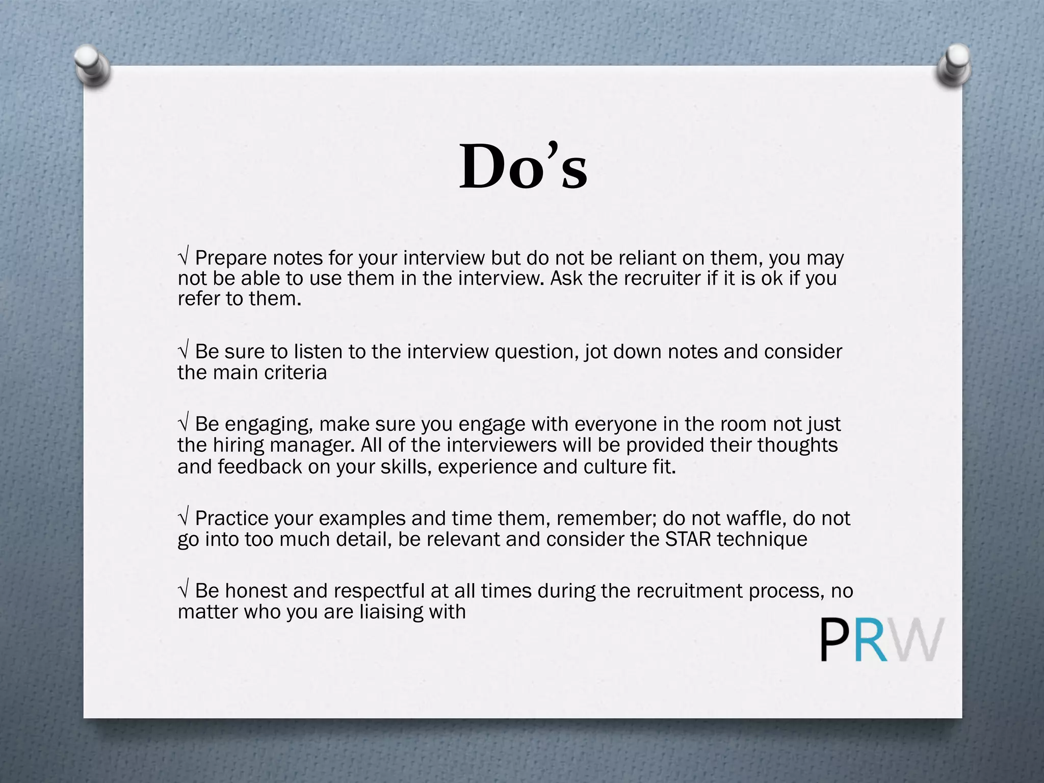 Interview Do's & Don'ts | PDF | Resume Writing and Advice | Job Search
