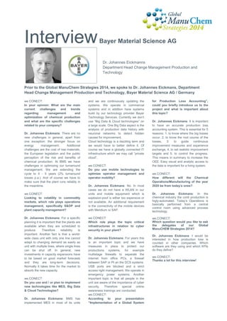 Interview with Dr. Johannes Eickmanns, Bayer Material Science AG ...