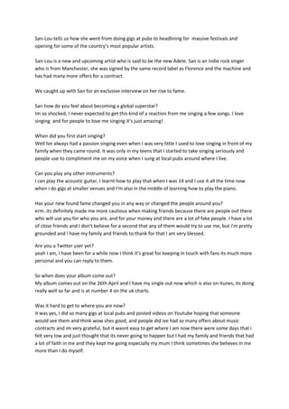 Interview draft | DOCX | Music | Entertainment