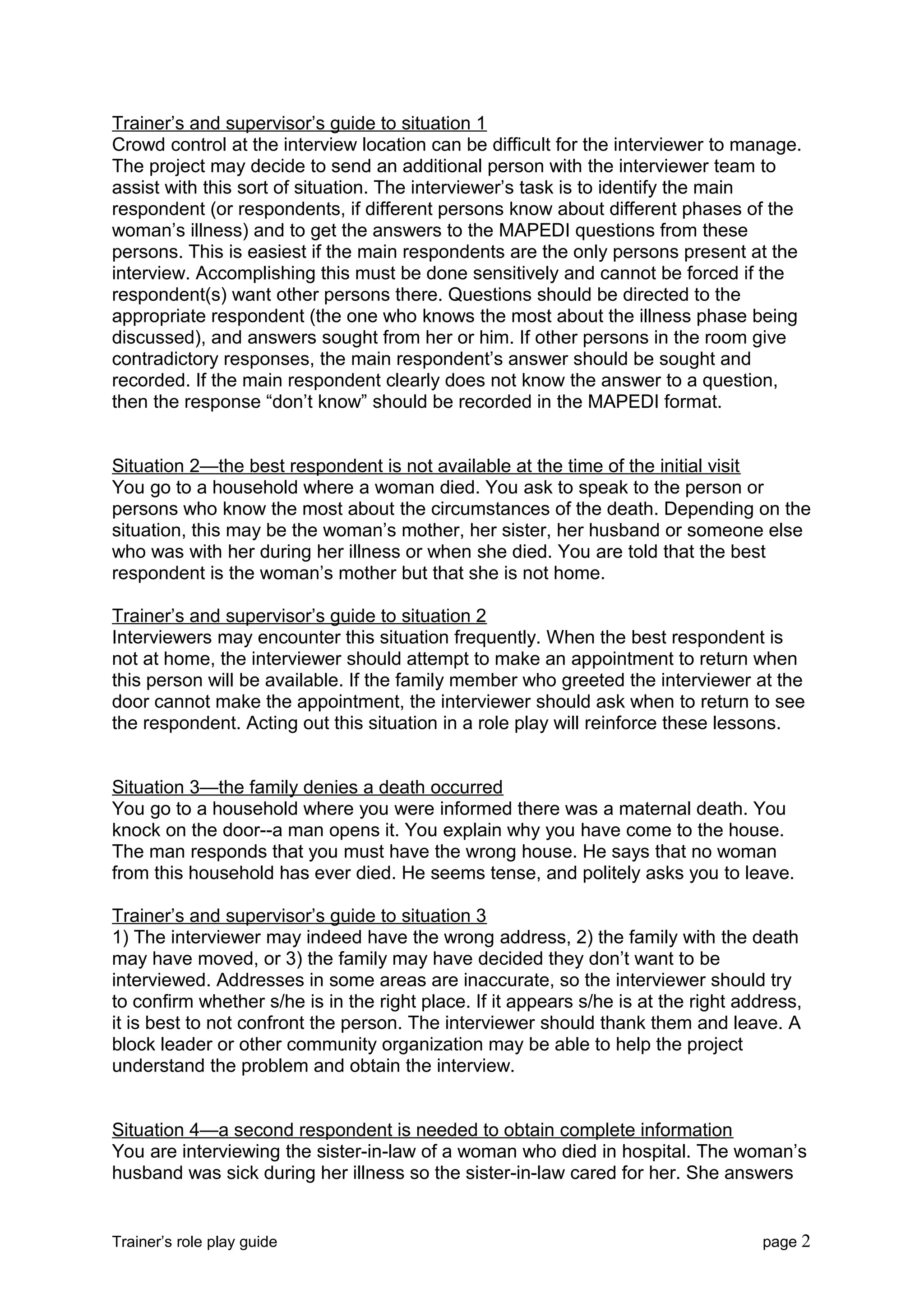 Interviewer and trainer roleplay guides | PDF