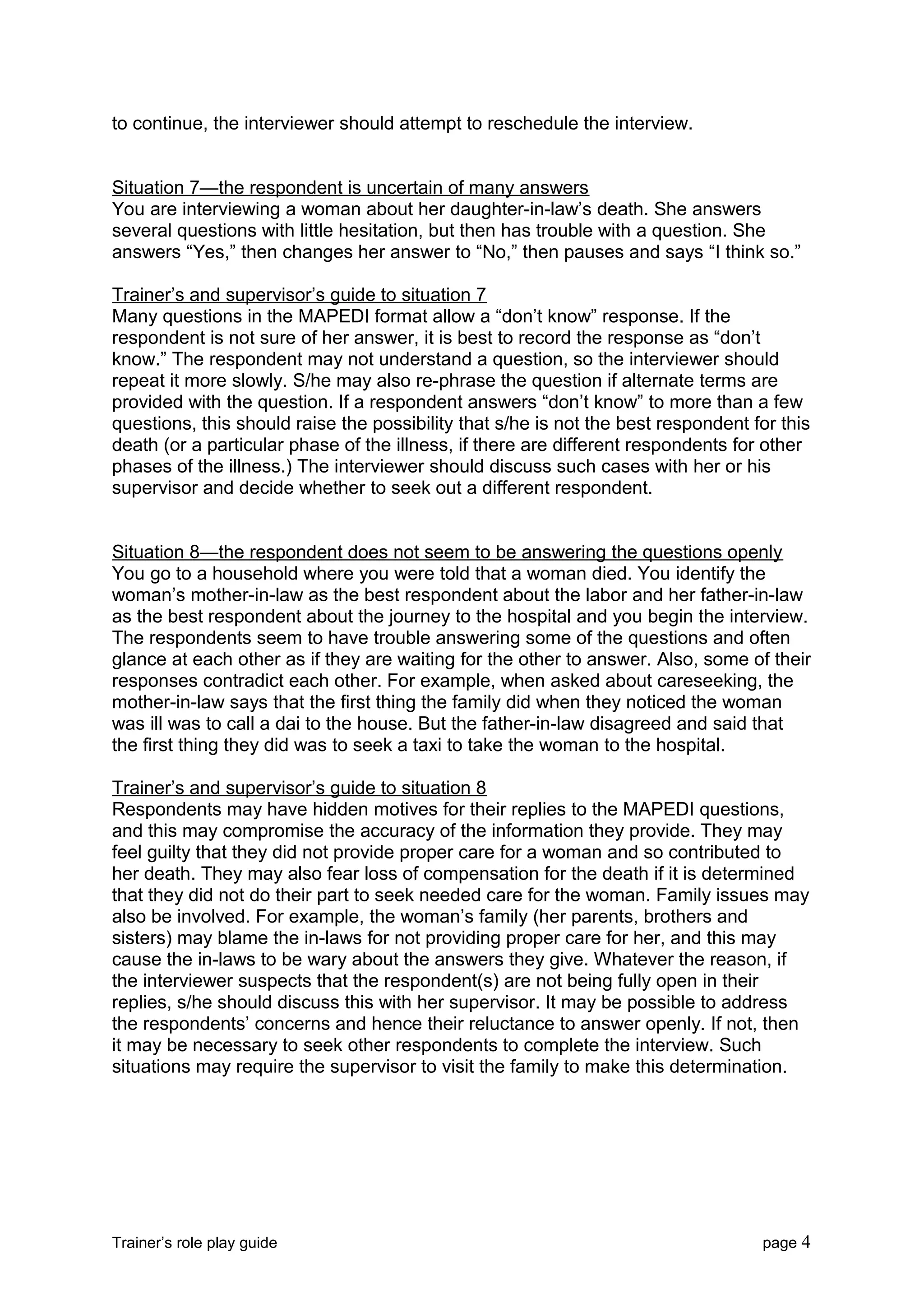 Interviewer and trainer roleplay guides | PDF