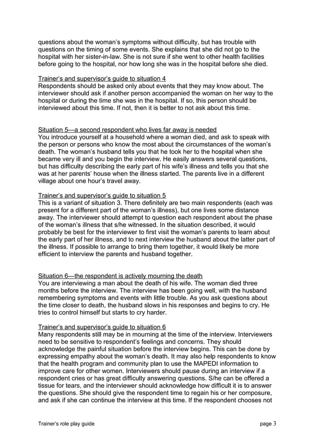 Interviewer and trainer roleplay guides | PDF