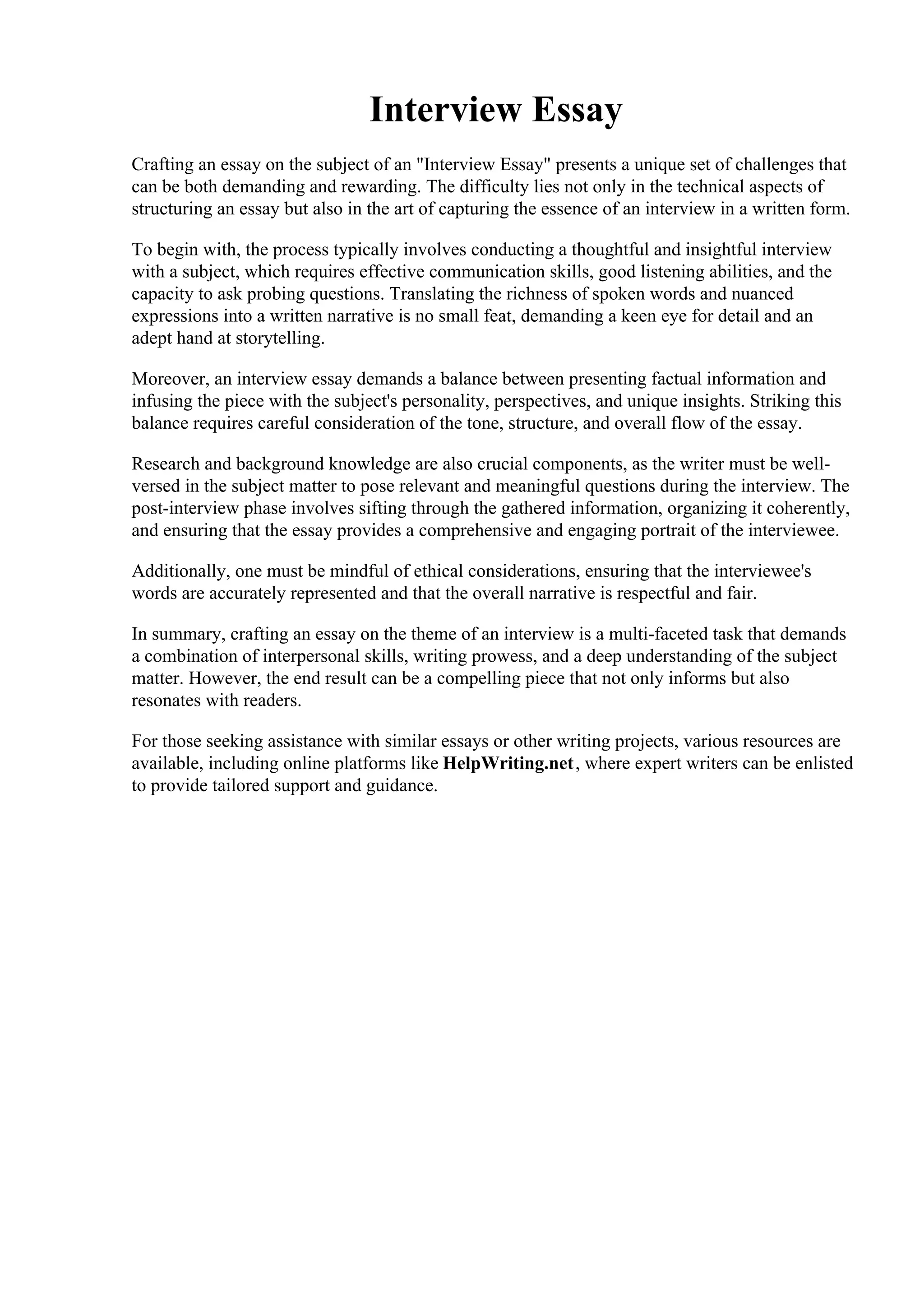 Interview Essay. 002 How To Start An Interview Essay Example Thatsnotus ...