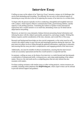 Interview Essay. 002 How To Start An Interview Essay Example Thatsnotus ...