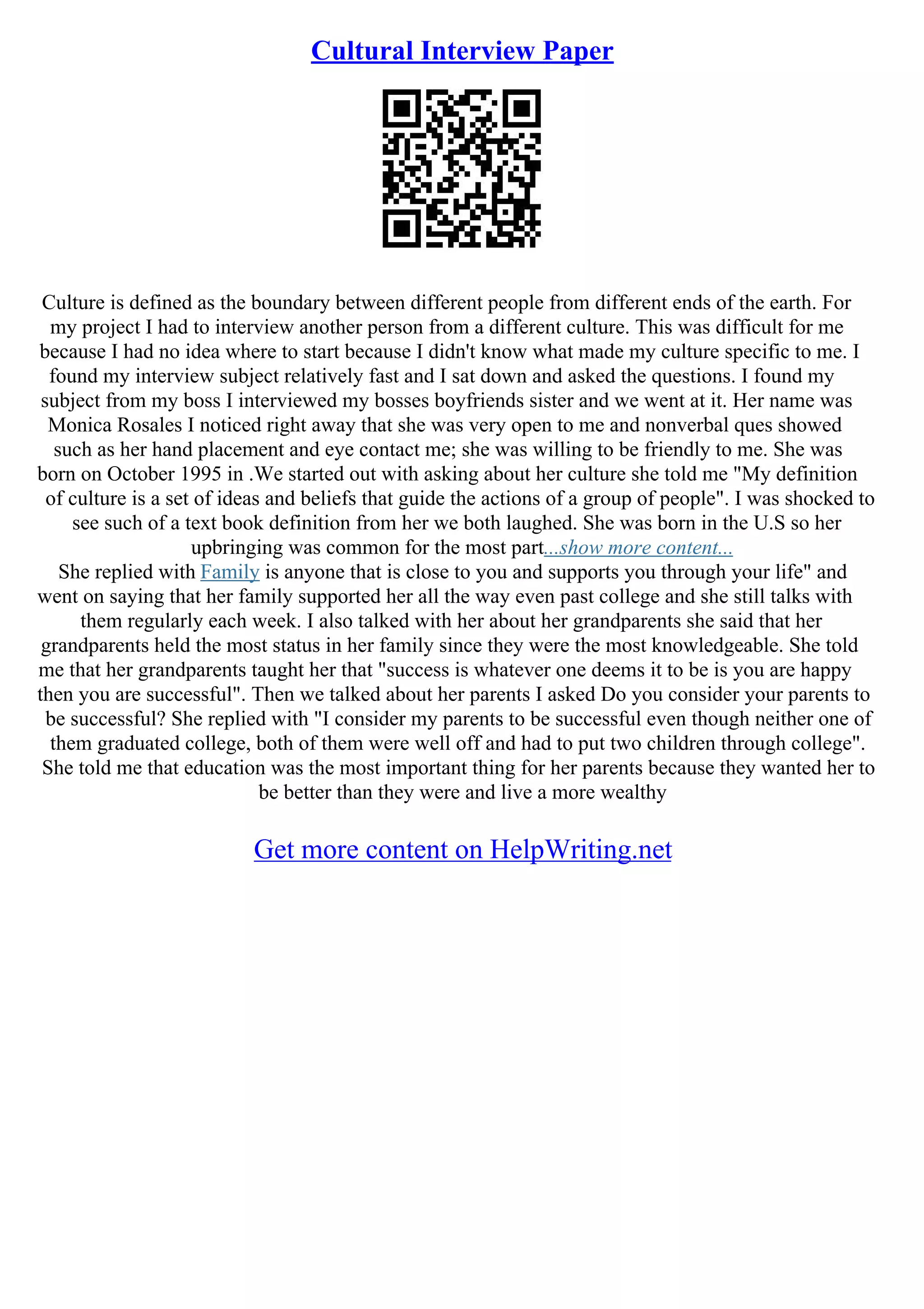 Interview Essay Examples | PDF