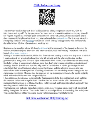 Interview Essay Examples | PDF