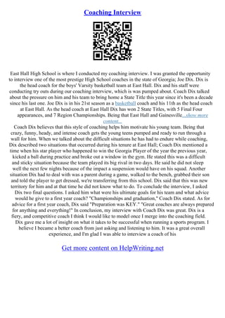 Interview Essay Examples | PDF