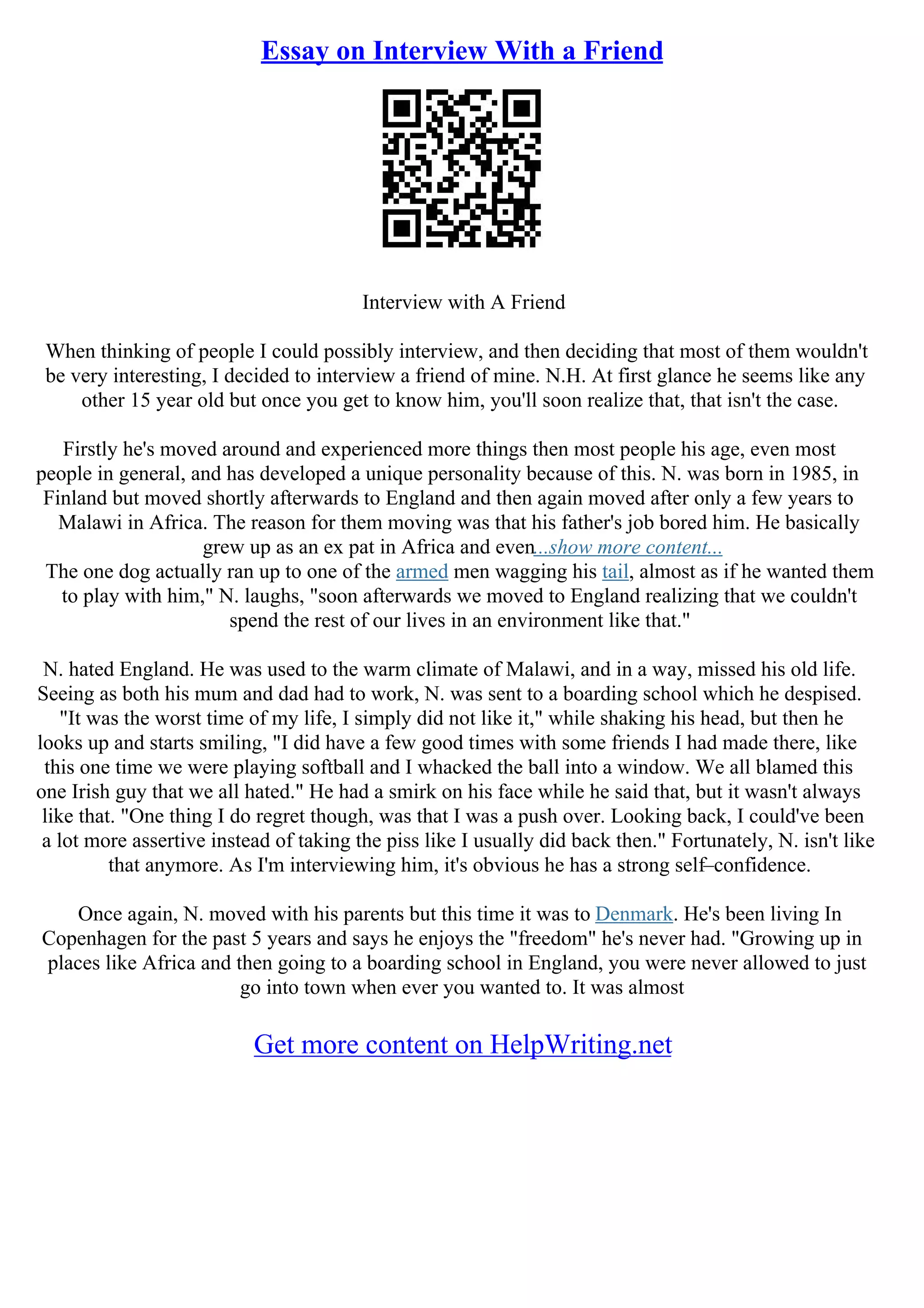 Interview Essay Outline | PDF