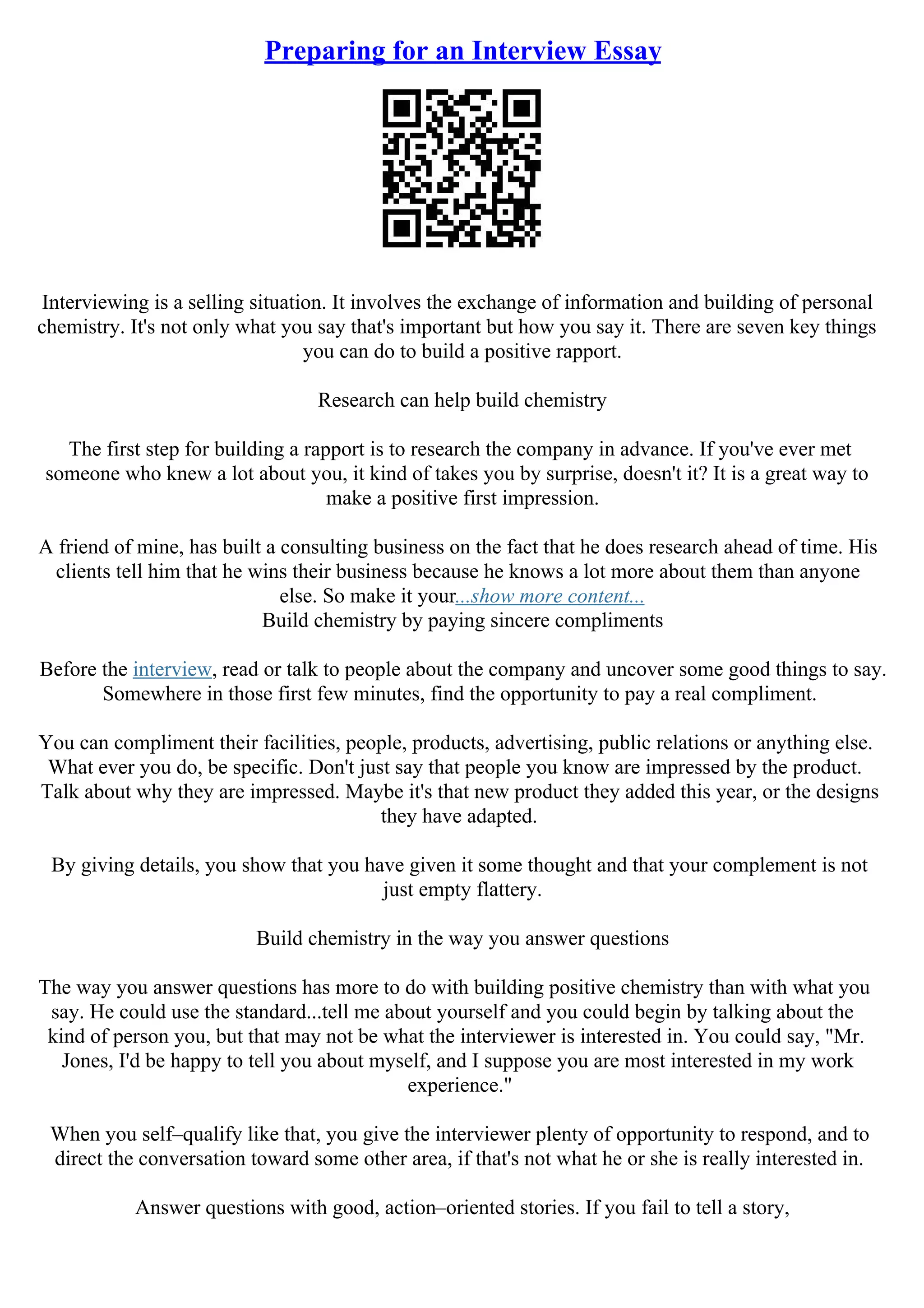 Interview Essay Outline | PDF