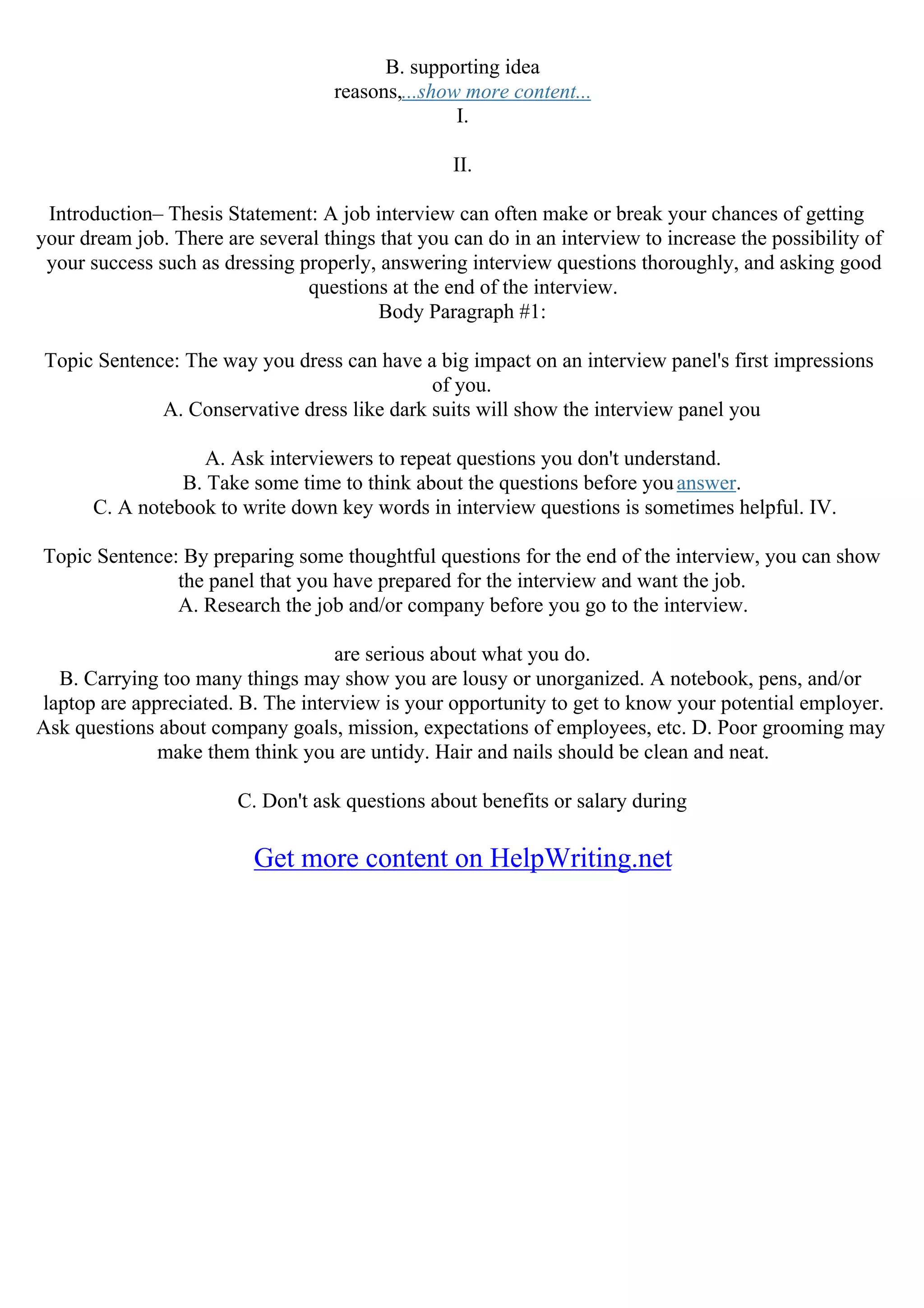 Interview Essay Outline | PDF