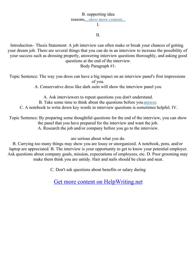 Interview Essay Outline | PDF