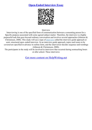 Interview Essay Outline | PDF