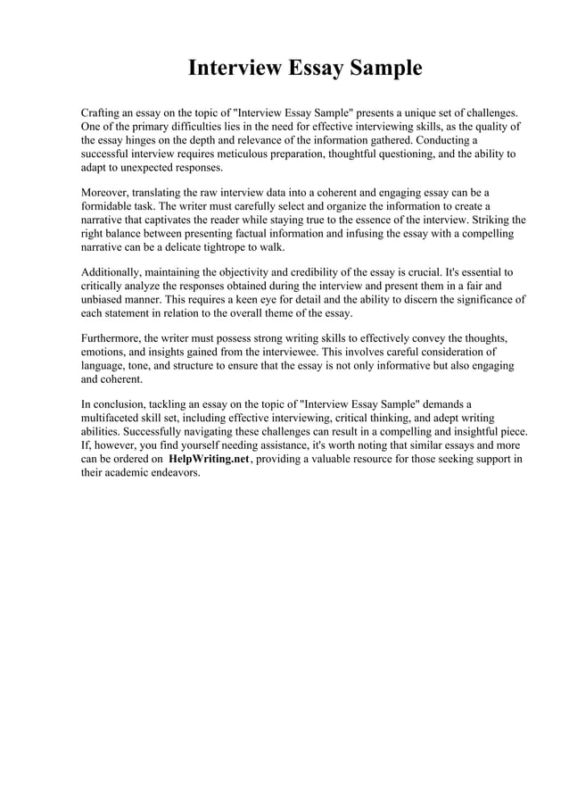 Interview Essay Sample.pdf | Screenwriting | Content Production