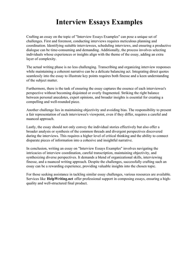 Interview Essays Examples.pdf | Education