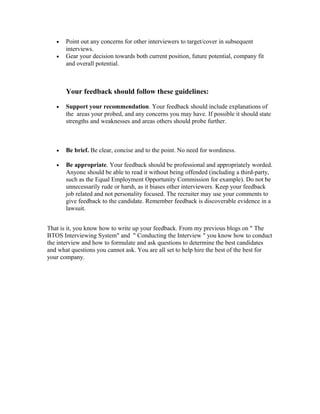 Interview feedback | DOC | Resume Writing and Advice | Job Search