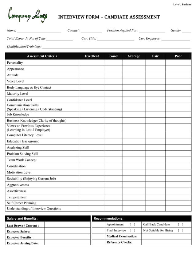 Interview Form | PDF