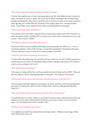 Interview for music magazine double page spread | DOCX | Contemporary ...
