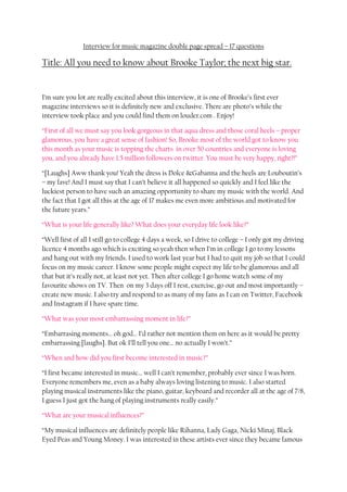 Interview for music magazine double page spread | PDF