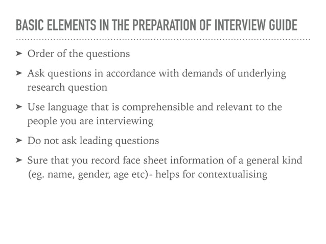 Interview guide, indepth interview | PPT