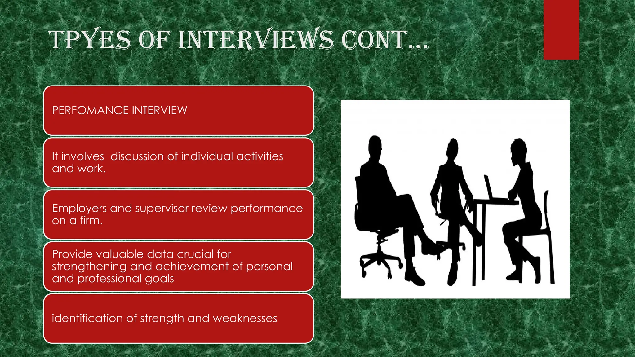 INTERVIEWING.pptx performance, exit, information gaining, persuasive, | PPT