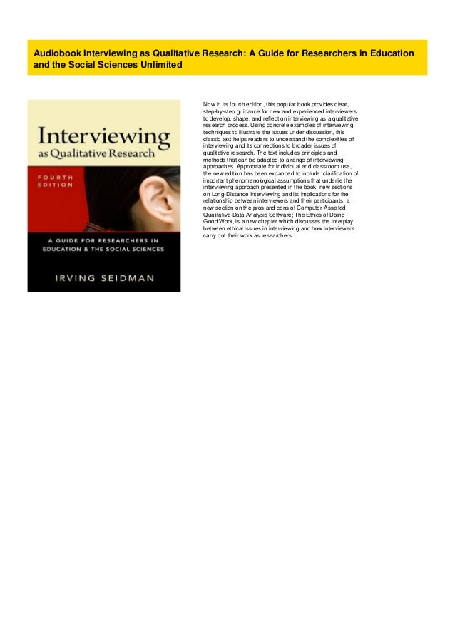 Audiobook Interviewing As Qualitative Research A Guide For Researchers