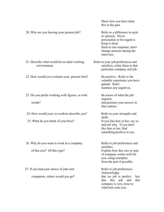 Interviewing answers to difficult questions | PDF