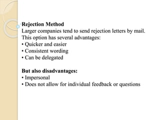 Interviewing Best Practices: Rejecting Unsuccessful Applicants | PPTX