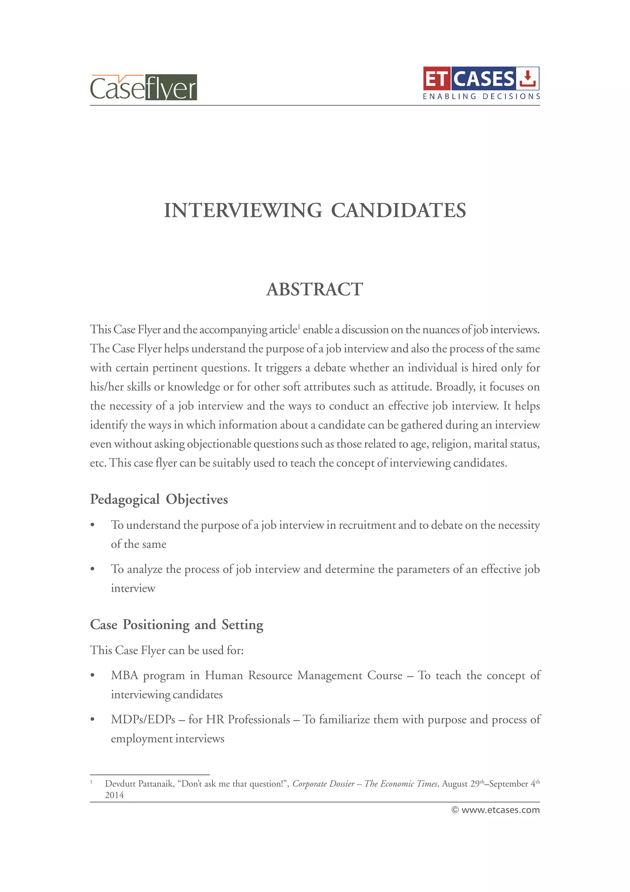 Interviewing Candidates | PDF