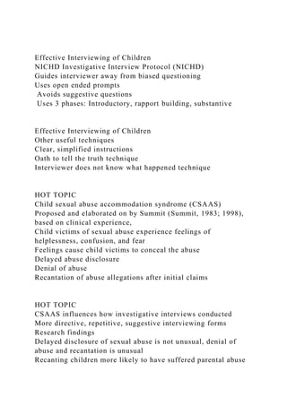 Interviewing Children and Memories of Sexual AbuseChapter 11.docx ...