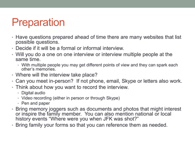 Interviewing Family Members | PPTX | Genealogy and Ancestry | Hobbies ...