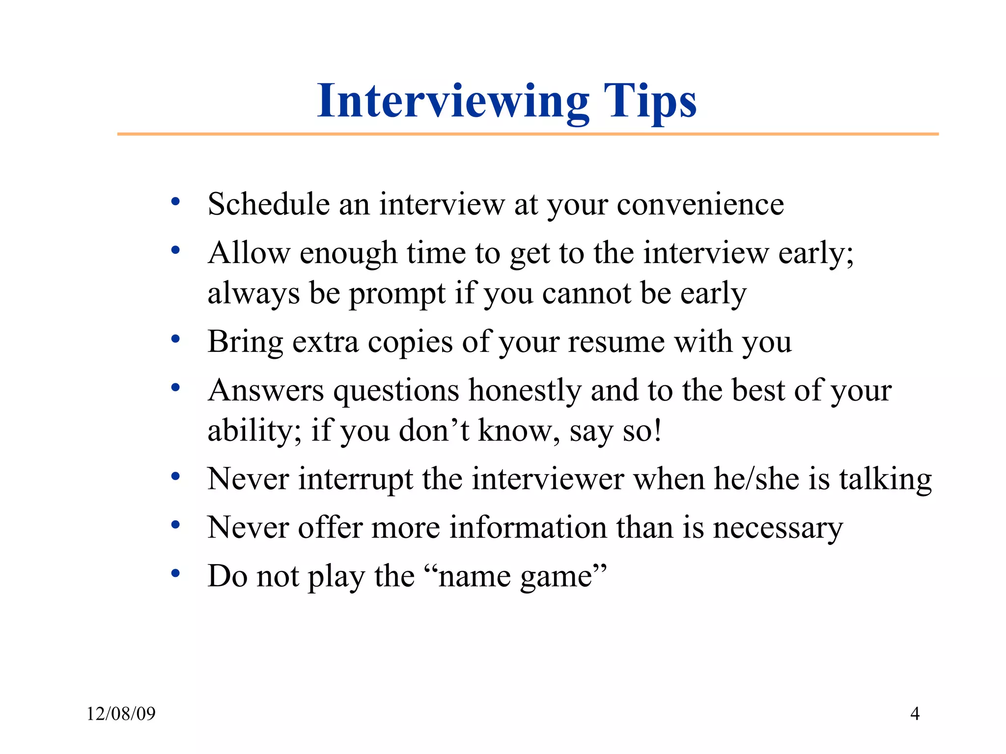 Interviewing Tips | PPT | Free Download