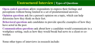 Research Interview Questions: Skills and examples | PPTX