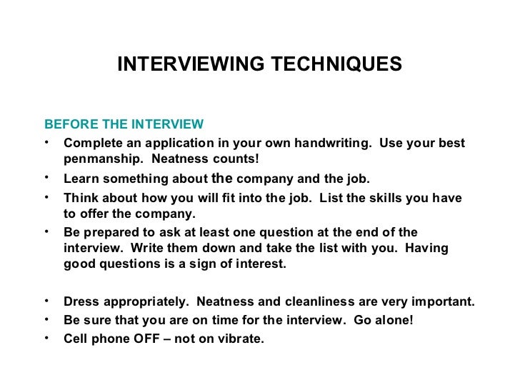 Interviewing techniques 9 10