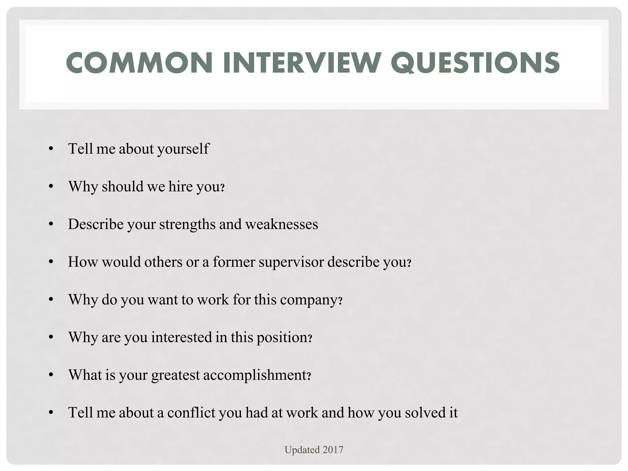 Interviewing Techniques Workshop | PPT