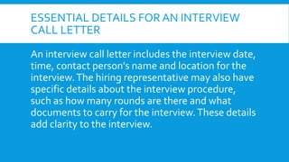 INTERVIEW LETTER.pptx | Resume Writing and Advice | Job Search