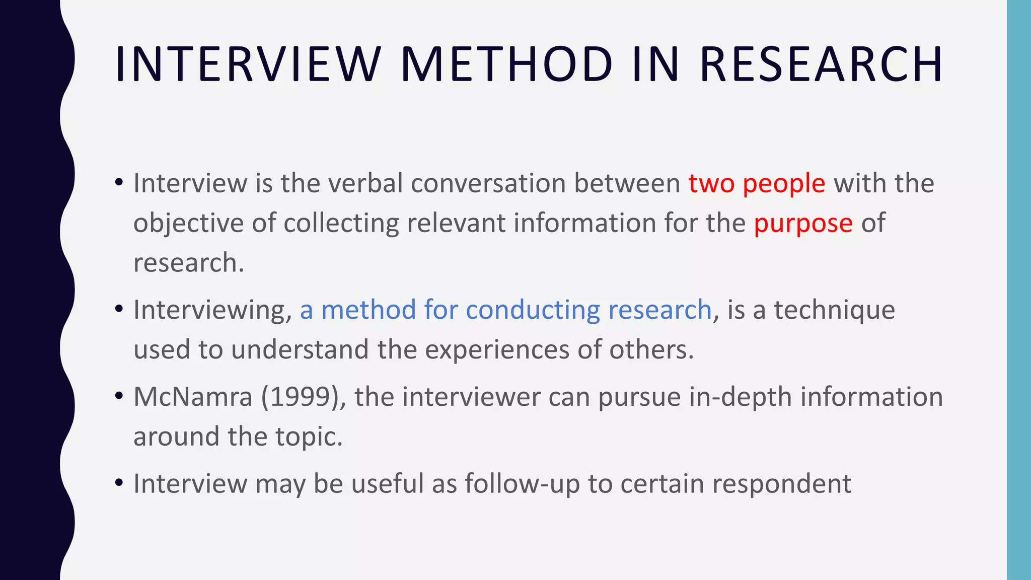 Interview Method for Qualitative Research | PPTX
